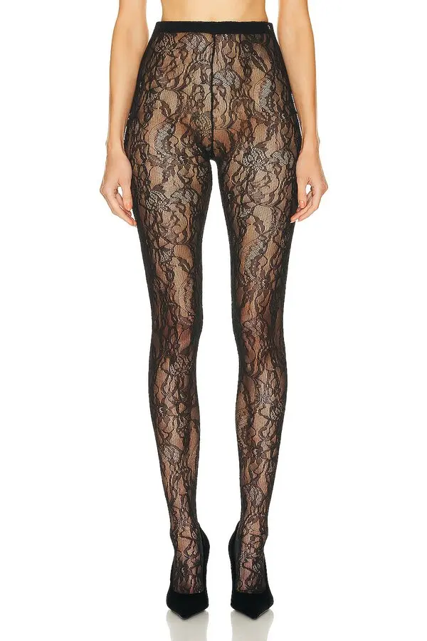 Wardrobe.NYC Lace Tights - Black