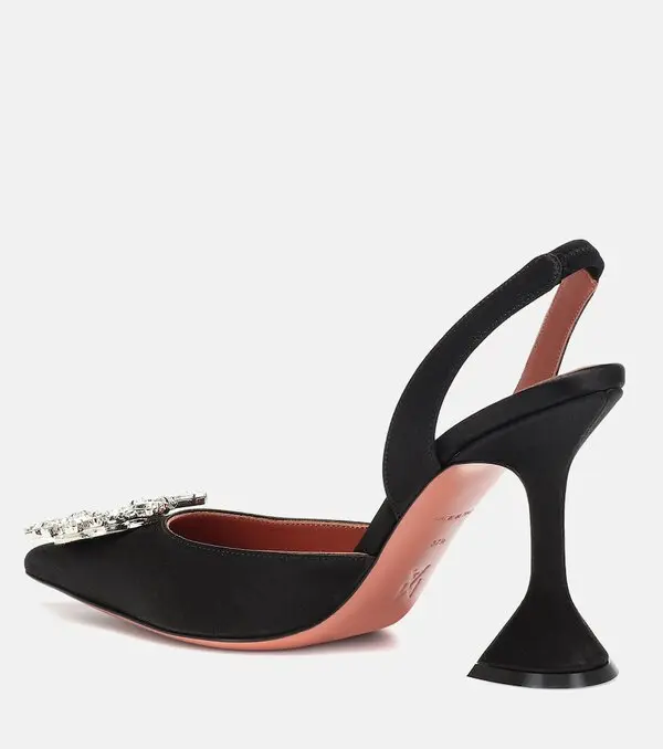 Amina Muaddi Begum Satin Slingback Pumps - Black