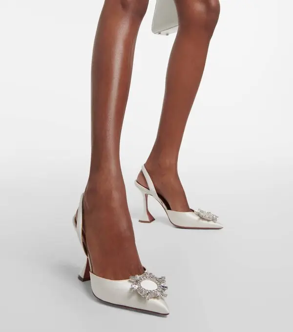 Amina Muaddi Begum Slingback Pumps - White