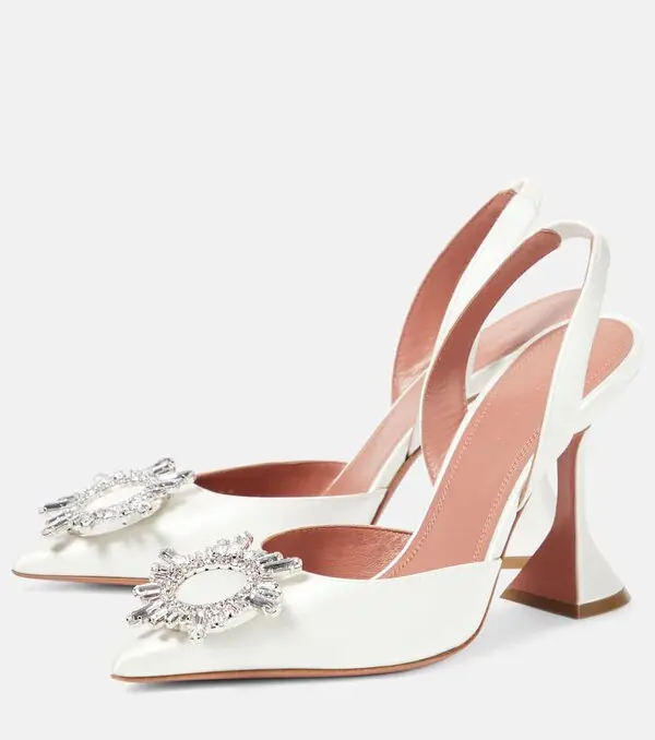 Amina Muaddi Begum Slingback Pumps - White