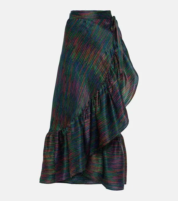 ERES Néon Printed Silk Satin Wrap Skirt