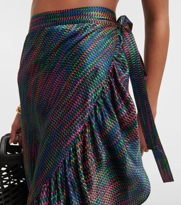 ERES Néon Printed Silk Satin Wrap Skirt