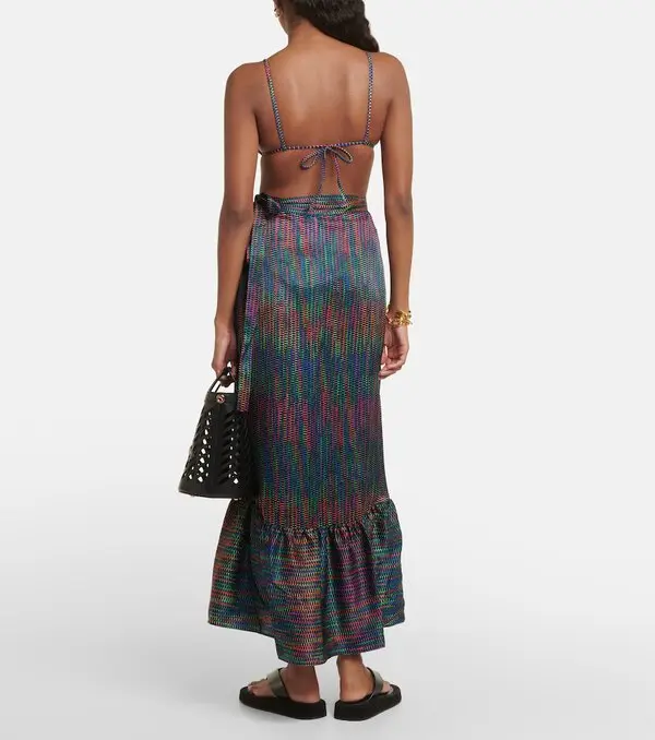 ERES Néon Printed Silk Satin Wrap Skirt