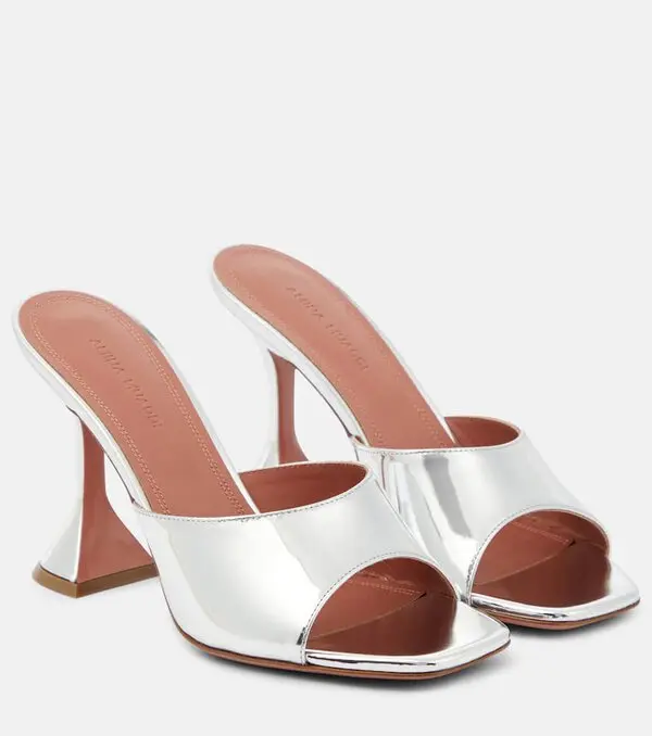 Amina Muaddi Lupita Mirrored Leather Mules