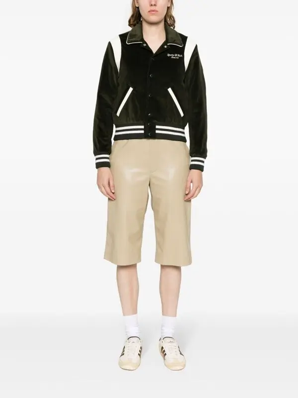 SPORTY & RICH Logo-embroidered Bomber Jacket - Green