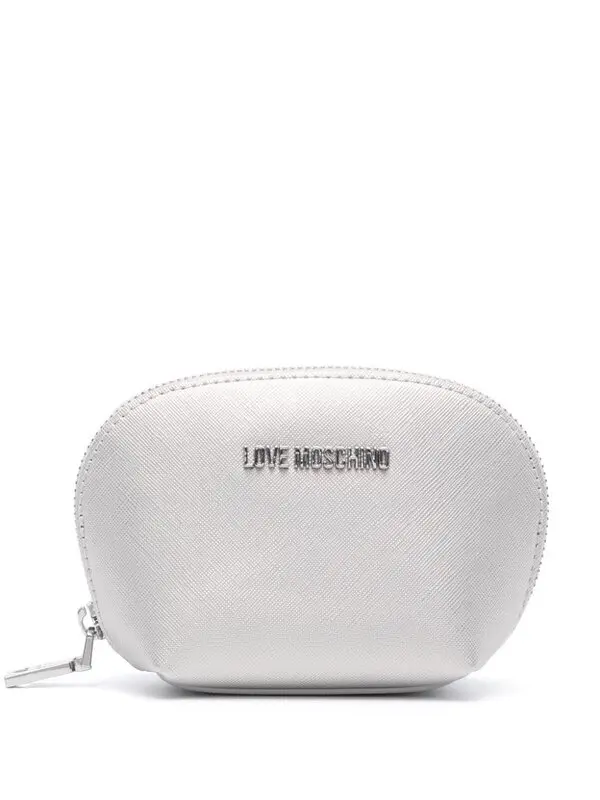 Moschino Logo-plaque Makeup Bag - Silver