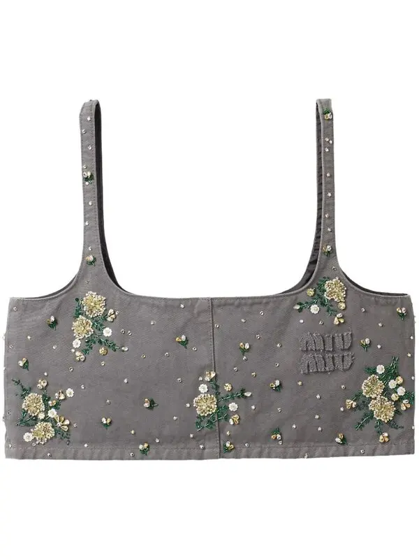 Miu Miu Floral-embellished Crop Top