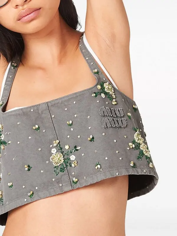Miu Miu Floral-embellished Crop Top