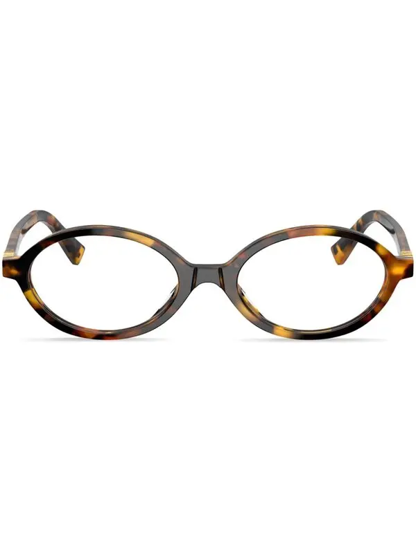 Miu Miu Tortoiseshell Oval Eyeglasses - Green