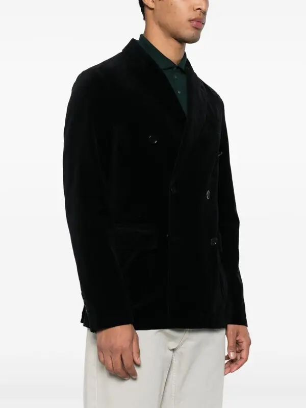 Aspesi Notched-lapels Velvet-finish Double-breasted Blazer