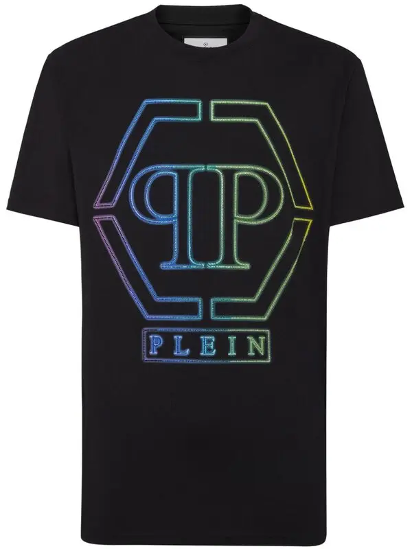 Philipp Plein Hexagon-logo Rhinestone-embellished T-shirt - Black