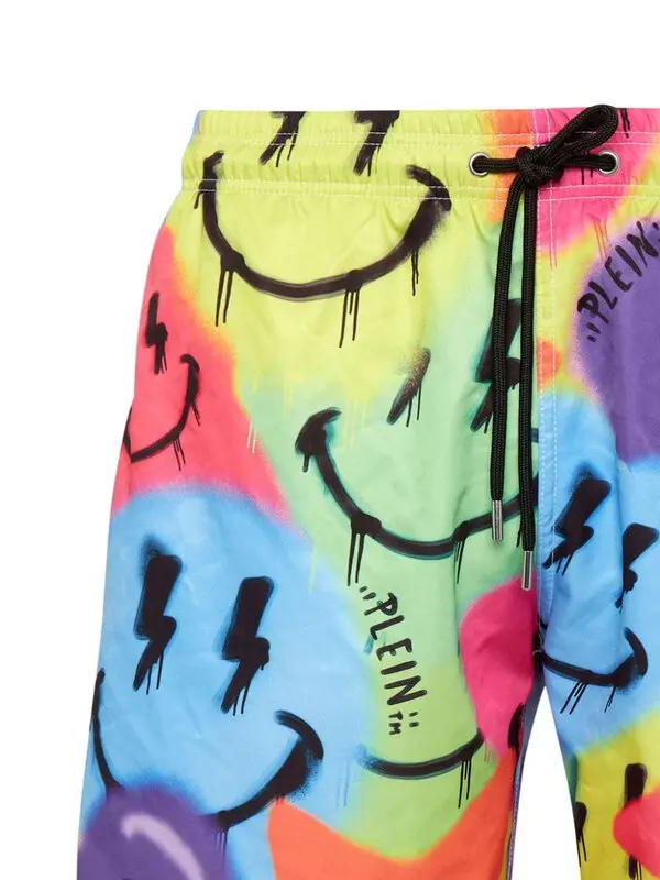 Philipp Plein Smiley Face-print Swim Trunks