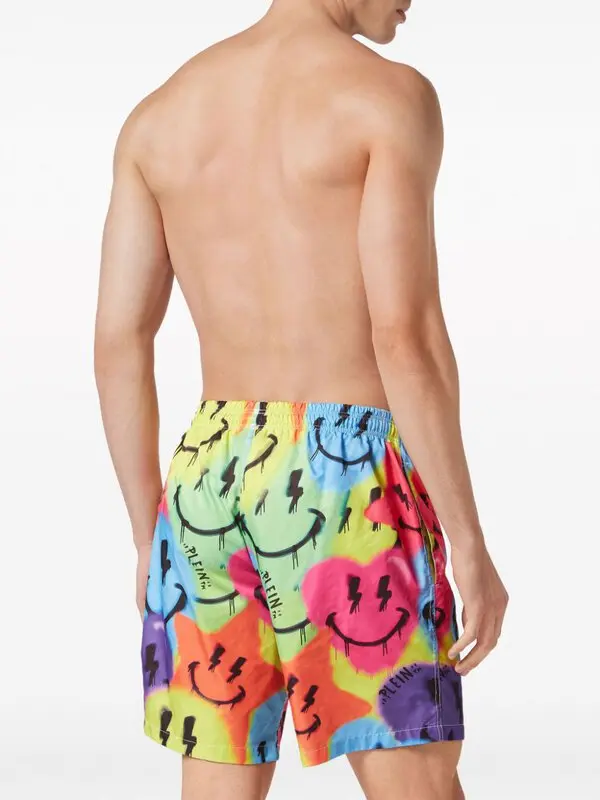 Philipp Plein Smiley Face-print Swim Trunks