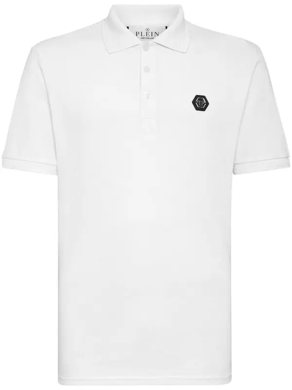 Philipp Plein Logo-print Cotton Polo Shirt - White