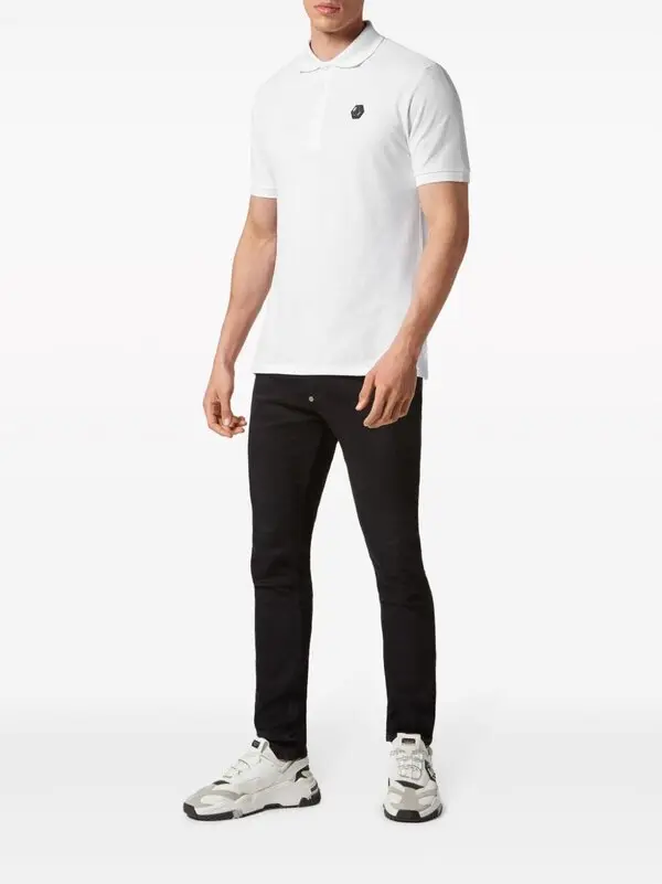 Philipp Plein Logo-print Cotton Polo Shirt - White