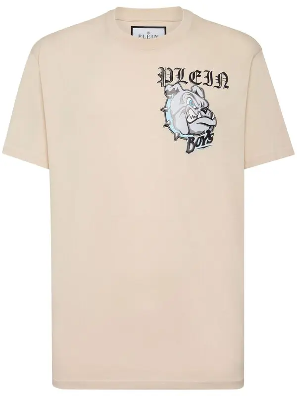 Philipp Plein Bulldogs Cotton T-shirt - Neutrals