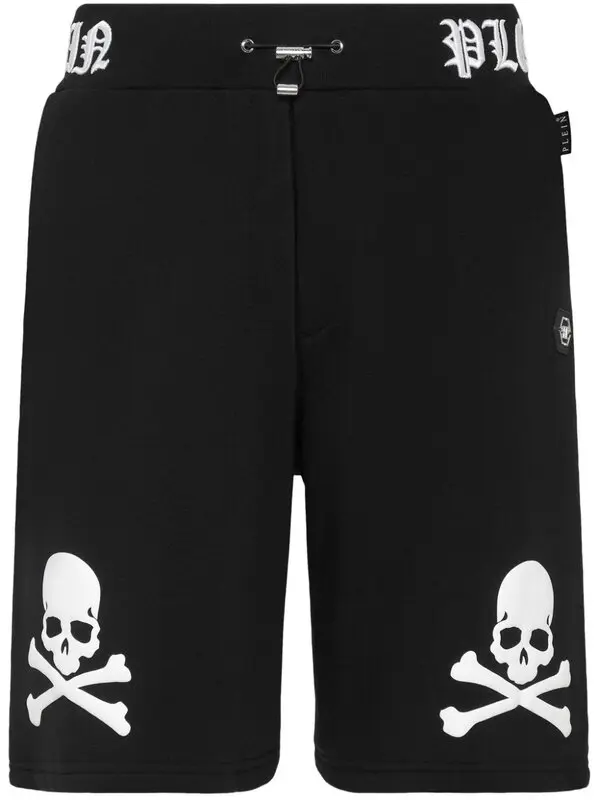 Philipp Plein Logo-embroidered Knee-length Shorts - Black
