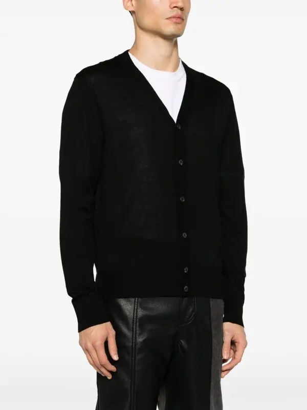 Neil Barrett Fine-knit Wool Cardigan With Thunderbolt Embroidery - Black