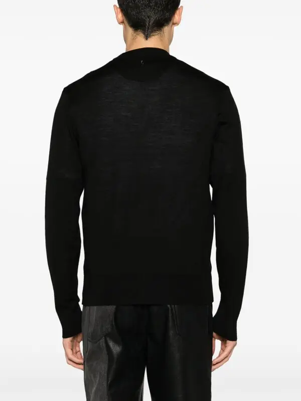Neil Barrett Fine-knit Wool Cardigan With Thunderbolt Embroidery - Black