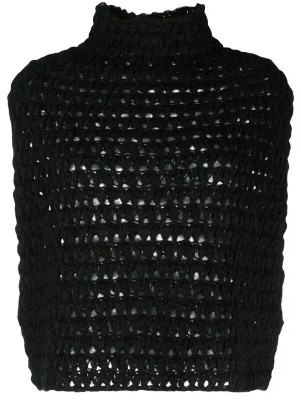 MERCI Mock-neck Open-knit Vest