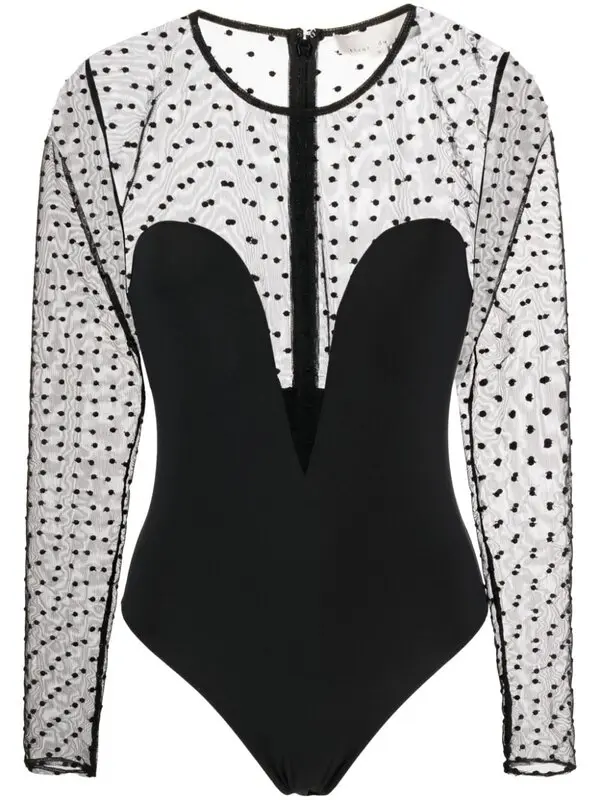FLEUR DU MAL Dotty Plunge Bodysuit