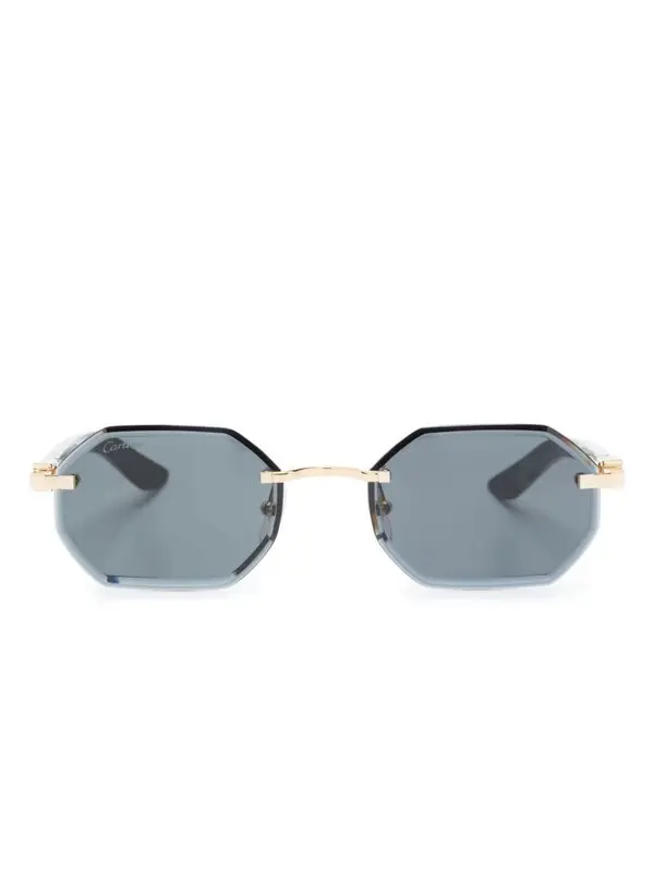 CARTIER Geometric Rimless Sunglasses - Neutrals