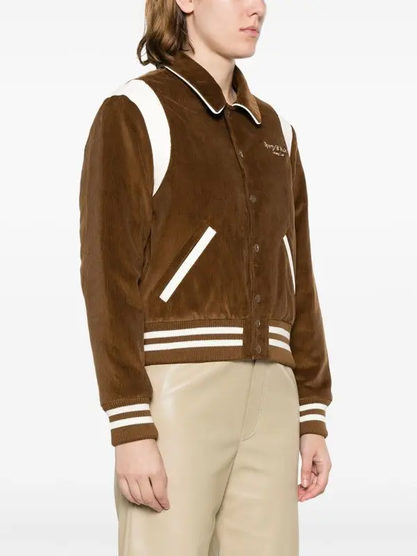 Sporty & Rich Logo-embroidered Corduroy Bomber Jacket