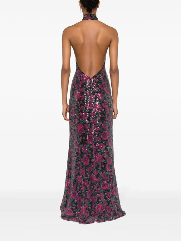 ROTATE BY BIRGER CHRISTENSEN Rose-pattern Sequin Maxi Dress