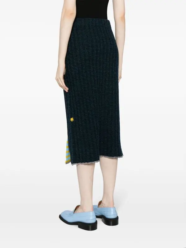 YANYAN Check-print Knitted Midi Skirt