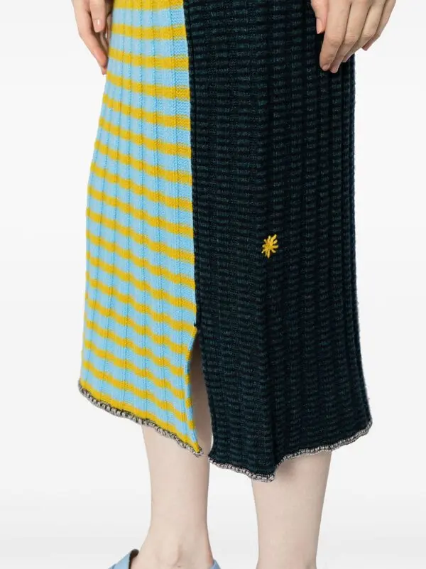 YANYAN Check-print Knitted Midi Skirt