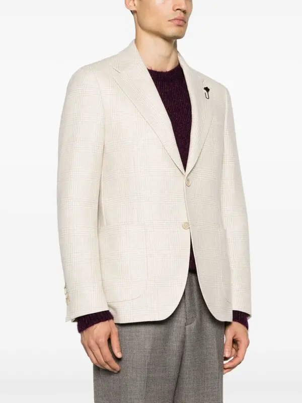 LARDINI Prince-of-wales-check Wool Blazer