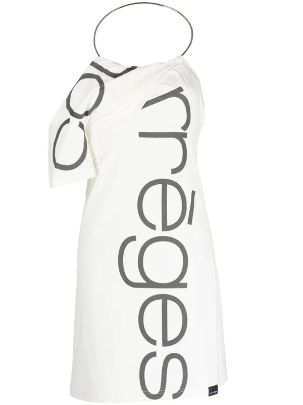 COURREGES Logo-print One-shoulder Mini Dress