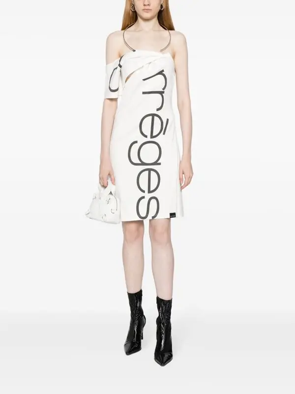 COURREGES Logo-print One-shoulder Mini Dress
