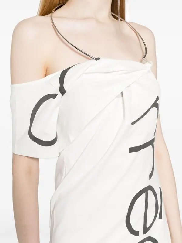 COURREGES Logo-print One-shoulder Mini Dress