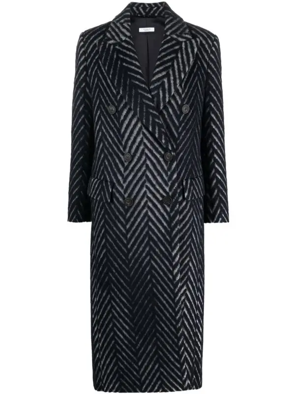 Peserico Chevron-knit Double-breasted Coat