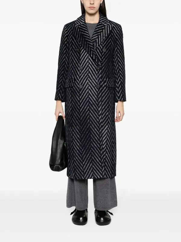 Peserico Chevron-knit Double-breasted Coat