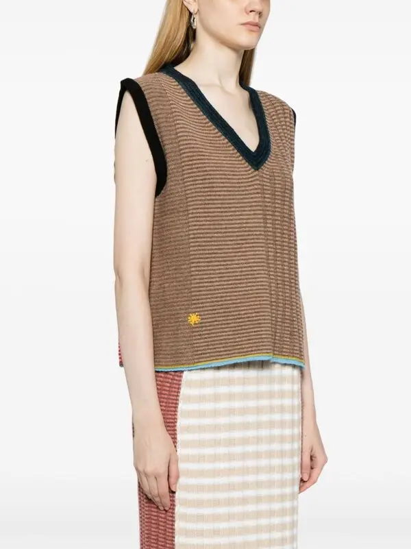 YANYAN Striped V-neck Knitted Top