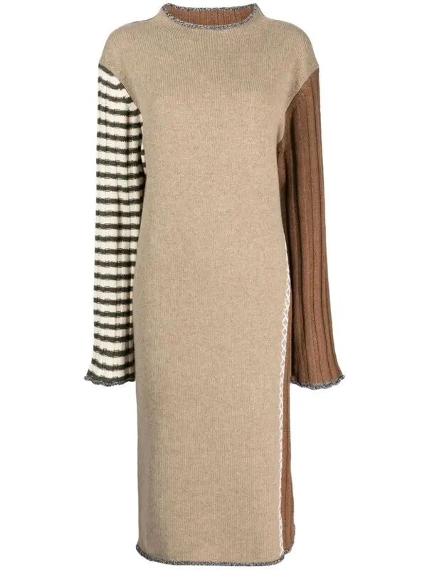 YANYAN Long-sleeve Knitted Midi Dress