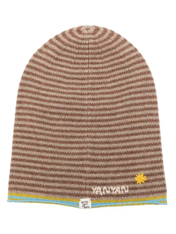 YANYAN Logo-embroidered Striped Beanie - Multicolour