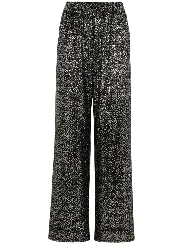 Dolce & Gabbana Sequinned Wide-leg Trousers - Black