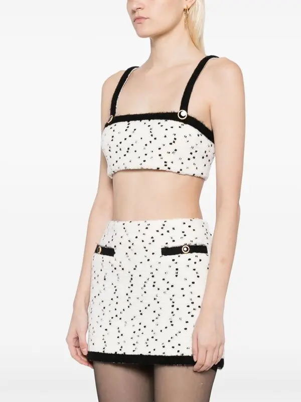 Alessandra Rich Bouclé Wool-blend Cropped Top