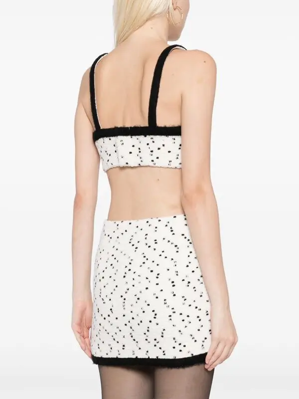 Alessandra Rich Bouclé Wool-blend Cropped Top
