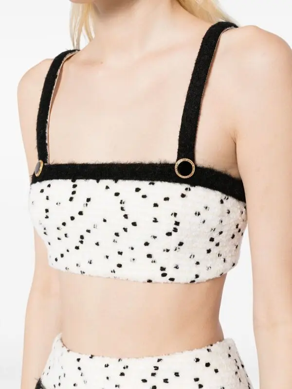 Alessandra Rich Bouclé Wool-blend Cropped Top
