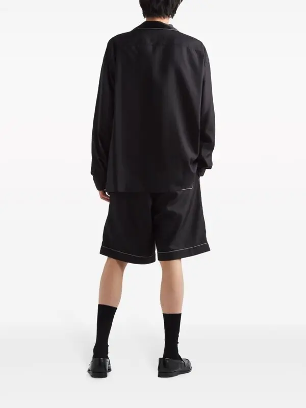 Prada Contrast-trim Silk Pajama Shirt