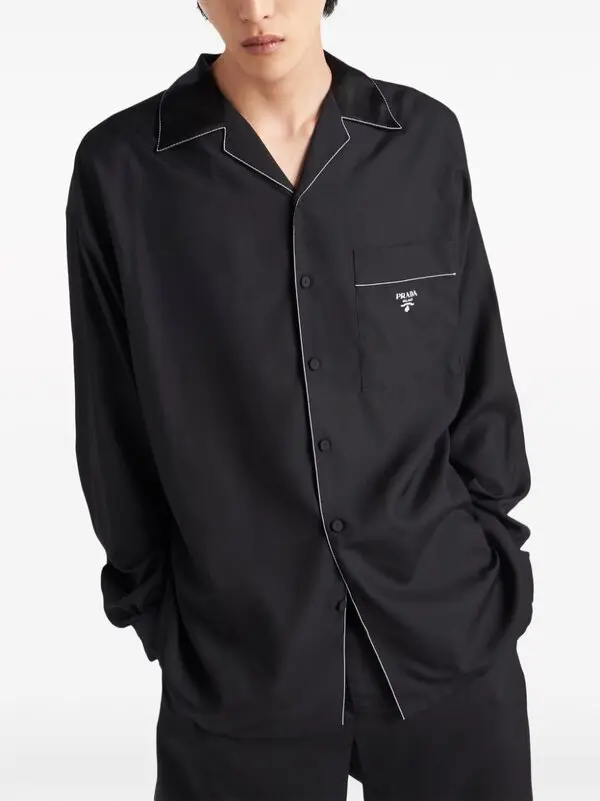 Prada Contrast-trim Silk Pajama Shirt