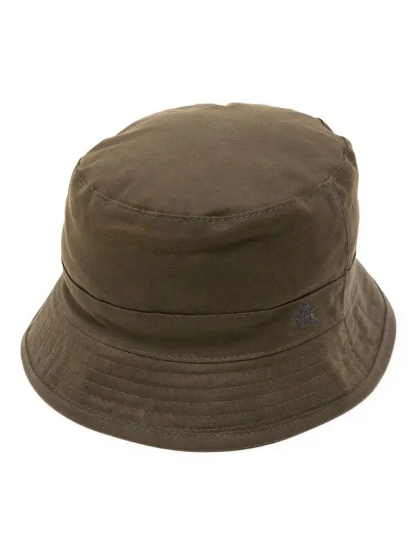 BARACUTA Logo-embroidered Waxed-cotton Bucket Hat - Brown