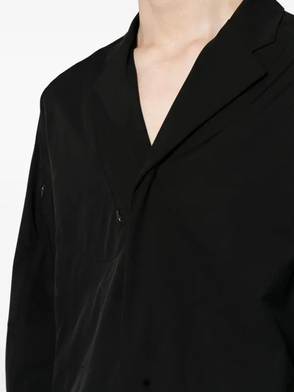 POST ARCHIVE FACTION Zip-detail Notched-collar Shirt Jacket - Black