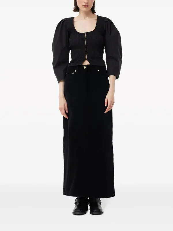 GANNI U-neck Cropped Blouse - Black