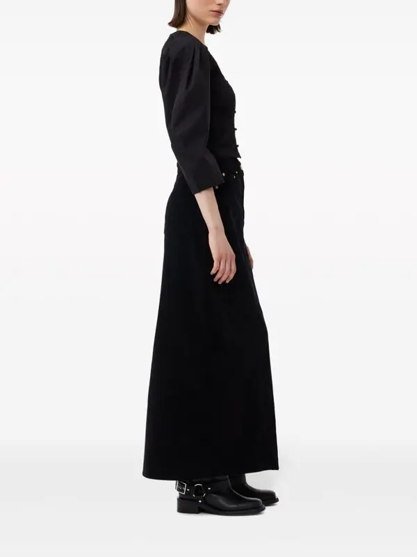 GANNI U-neck Cropped Blouse - Black
