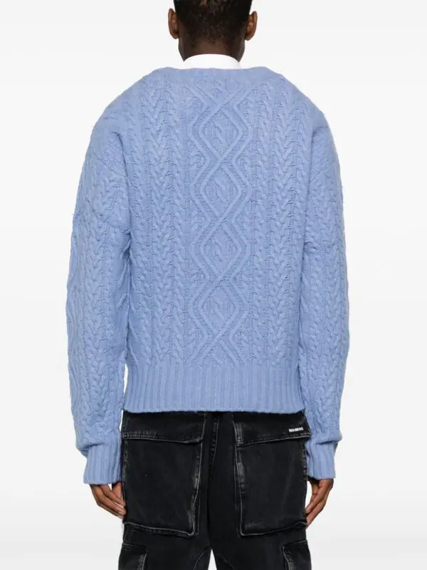 Martine Rose Cable-knit Merino Wool Jumper - Blue